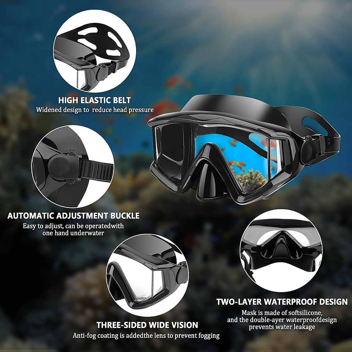 AQUA A DIVE SPORTS Diving mask Anti-Fog Swimming Snorkel mask Suitable for Adults Scuba Dive Swim Snorkeling Goggles Masks