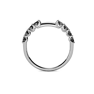 Round Black Diamond 1/2 ctw Women Wedding Band Stackable 14K White Gold-5.0