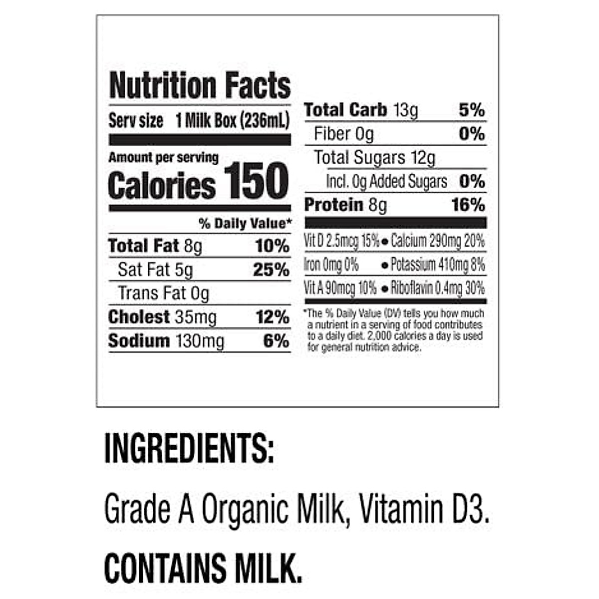 Whole Milk boxes Organic Shelf-Stable Milk Whole, Horizon Whole Milk Single Serve, 8.0 Fl OZ Bundled with a BETRULIGHT Fridge Magnet – 6 Pack