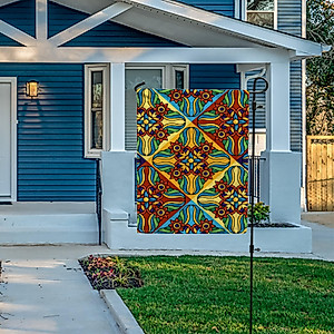 Mexican Talavera Ceramic Tile Holiday Garden Flag Vertical Double Sized Durable Polyester Fabric Non-Fade Outdoor Decoration Flag Banner for Christmas Halloween 12x18in