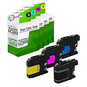 TCT Compatible Ink Cartridge Replacement for Brother LC203 LC203BK LC203C LC203M LC203Y Works with Brother MFC-J460DW J480DW J485DW J880DW Printers (Black, Cyan, Magenta, Yellow) - 4 Pack