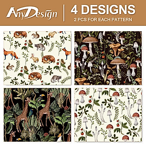 ChicRosa Mushroom Wrapping Paper Black White Animal Mushroom Gift Wrap Paper Bulk Folded Flat Giraffe Fox Print Art Paper for Wedding Birthday DIY Crafts Gift Wrapping, 19.7 x 27.6 Inch,8 Sheet