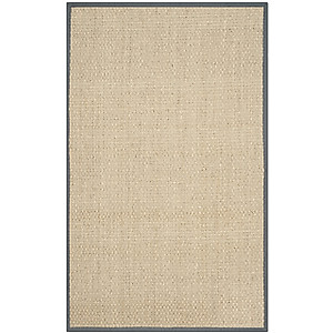SAFAVIEH Natural Fiber Collection Area Rug - 5' x 8', Natural & Dark Grey, Border Basketweave Seagrass Design, Easy Care, Ideal for High Traffic Areas in Living Room, Bedroom (NF114Q)