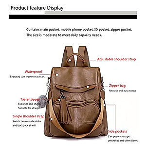 Women Backpack Purse PU Leather Shoulder Bag Travel Bag Handbag Casual Fashion Multifunction Ladys Satchel Bags Anti-theft