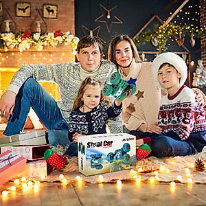 AFUNX Remote Control Car, RC Stunt Double Sided 360° Rolling Rotating Rotation Cars, High Speed Off Road Racing Truck for 6 7 8-12 Year Old Boy Kids Toy (Green)