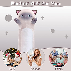 Finebee Long Siamese Cat Plush Body Pillows, Cute Siamese Cat Stuffed Animals Toy, Super Soft Long Siamese Cat Sleeping Hugging Pillow for Boys and Girls(50cm/19.6 inch)