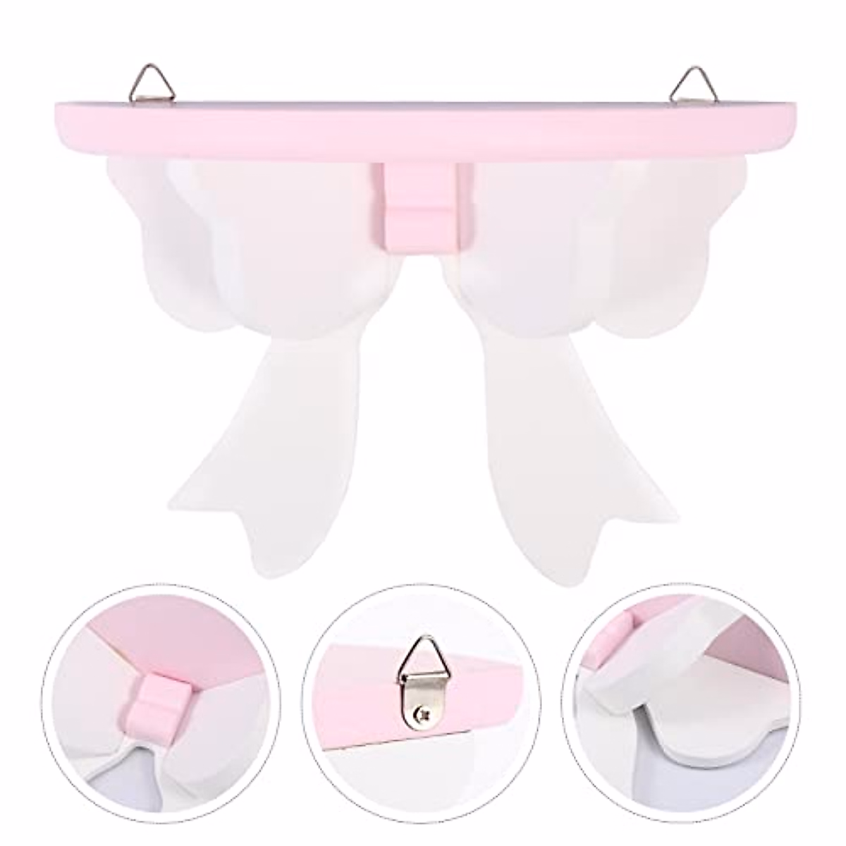 Homoyoyo Wall Mounted Floating Shelves Lovely Bowknot Decorative Wall Shelf Wooden Room Storage Shelf Wall Storage Rack Bowknot Wall Decorations for Home Kitchen Supplies(Pink)