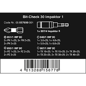 Wera 8100 SA/SC 2 Kit con cricchetto Zyklop Speed con attacco da 1/4 e 1/2, metrico, 43 pezzi & Bit-Check 30 Impaktor 1, 30 pezzi
