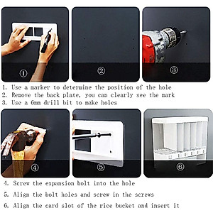 debieborahtoys Rice Dispenser Wall-Mounted Dry Food Dispenser Rice Bucket Grain Storage Container Cereal Dispenser for Home Kitchen 12KG