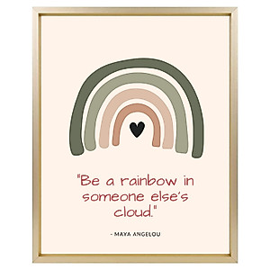 Maya Angelou Quote Wall Art - Inspirational Poster Boho Minimalist Decor - Be a Rainbow in Someone Elses Cloud - Motivational Rainbow Decor for Home, Office, Bedroom - 8x10 in. LAMINATED, No Frame