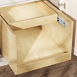 LOVMOR Retractable Double-Drawer Pull Out Cabinet Organizer 19½” W x 21” D Soft Close Cabinet Drawers Slide Out with Full Extension Rail Slides Cabinet Pull Out Shelves for kitchen Cabinets