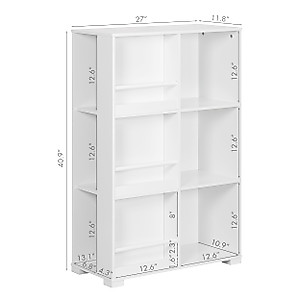 UTEX Kids Bookshelf, Wooden Kids Bookcase with 6 Cube Storage, Bookshelf Organizer for Kids, Display Stand Children Bookshelf for Nursery, Bedroom, Study Room