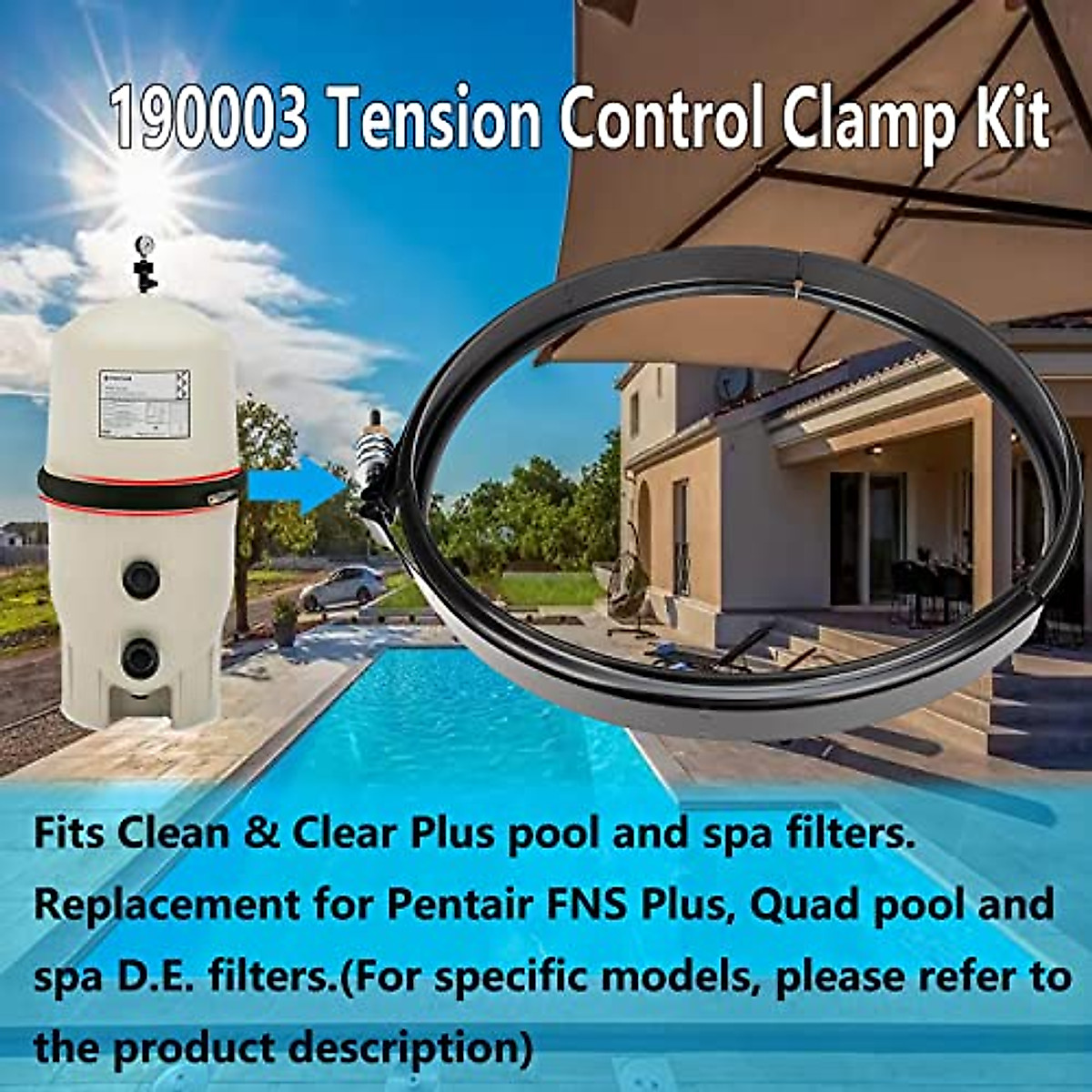 GEATaaT 190003 Tension Control Clamp Kit Compatible with Pentair Pool and Spa Filter