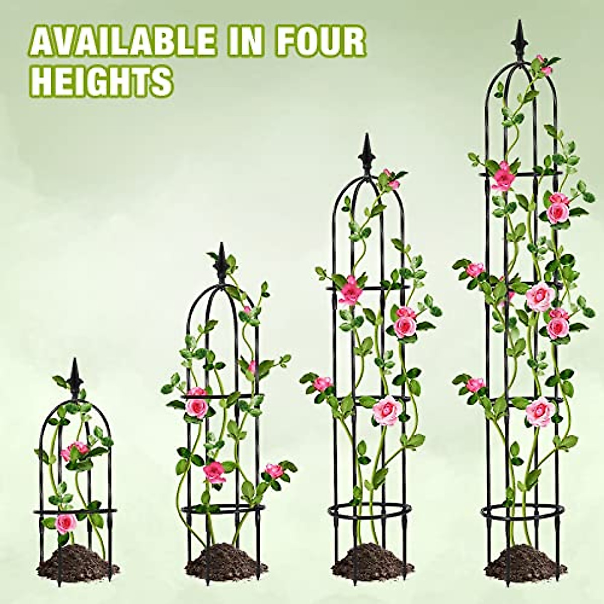 4 Pack 6 ft Garden Obelisk Trellis for Climbing Plants Outdoor Metal Tower Garden Trellis Plant Support Tall Plastic Trellises for Indoor Outdoor Potted Plants Climbing Vines Flowers Stands