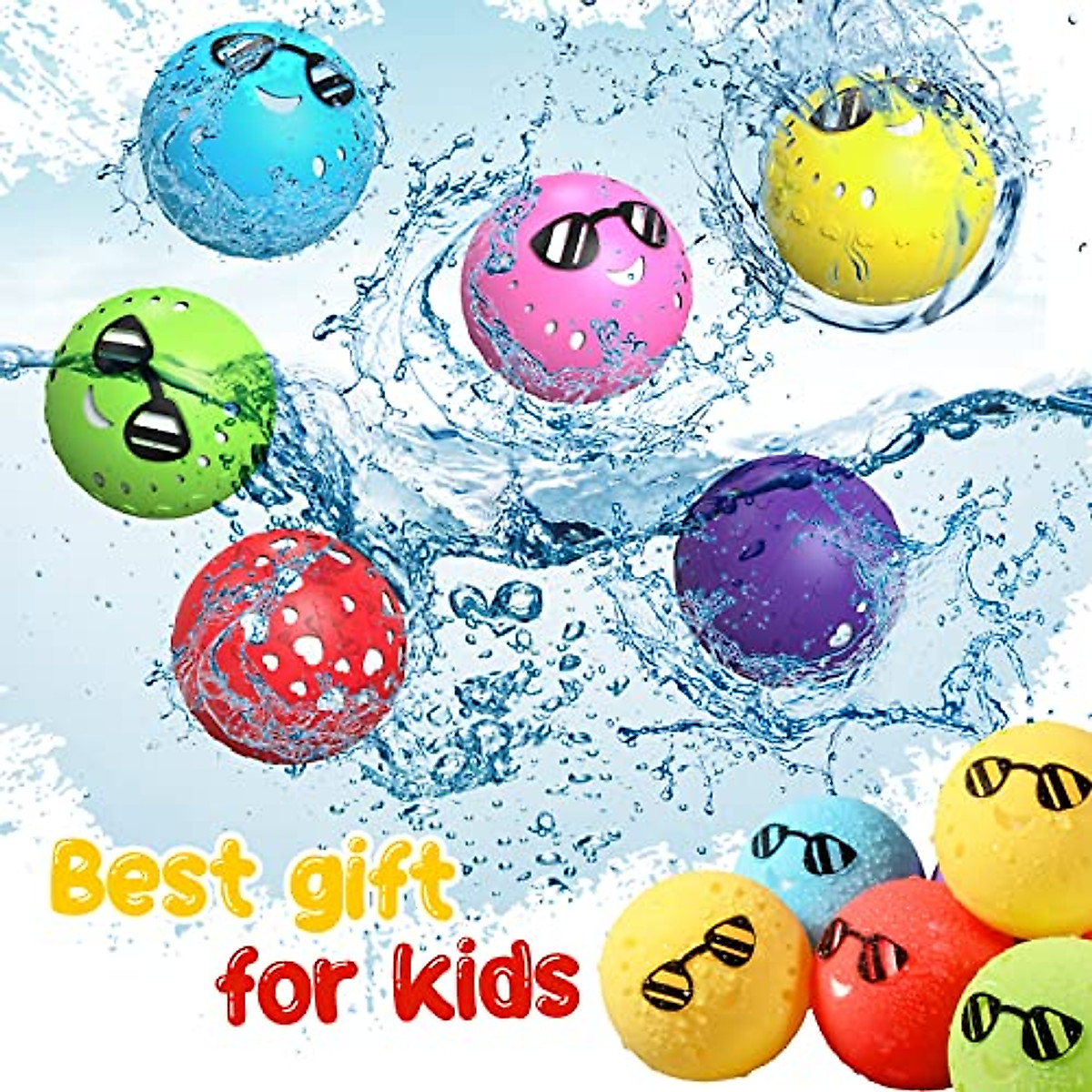 DOUBLMII Reusable Balloons for Summer Water Fun, Refillable and Self-Absorbing Water Balls, Quick Fill Outdoor Toys, Pool Toys, Water Games for Kids