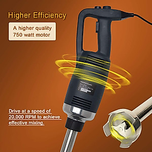 Zz Pro Commercial Electric Big Stix Immersion Blender Hand Held Variable Speed 750 Watt Mixer with 16-Inch Removable Shaft, 35-Gallon Capacity(LW750S16)