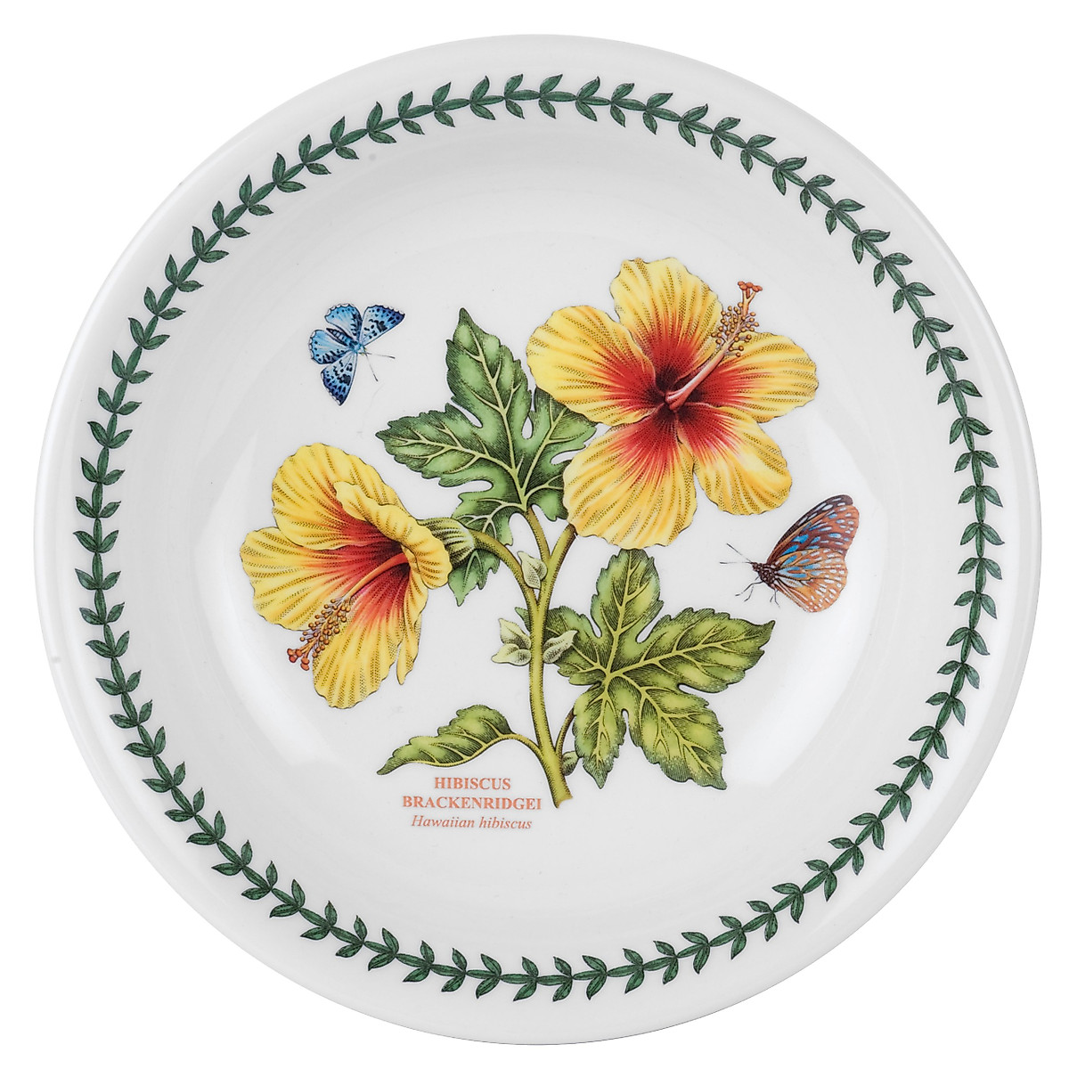 Portmeirion Exotic Botanic Garden 8.5 Inch Pasta Bowl with Hawaiian Hibiscus Motif | Dishwasher, Microwave, and Oven Safe | For Pasta, Soups, and Salads | Made in England