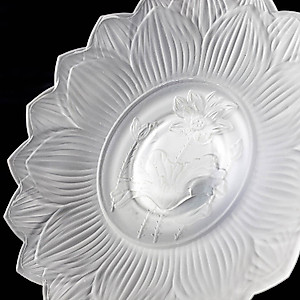 Qinlang 7 Inch White Glass Buddhist Fruit Plate, Offering Plate for Altar, Buddhist Altar Supplies