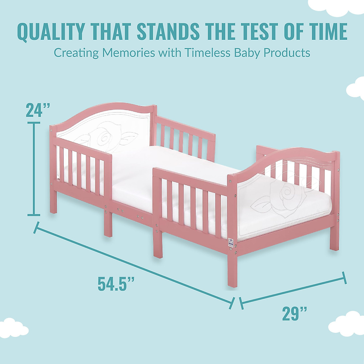 Dream On Me Rosie Toddler Bed in Classic Rose