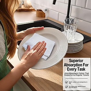 Bar Mop Cleaning Kitchen Dish Cloth Towels,100% Cotton, Machine Washable, Everyday Kitchen Basic Utility Bar Mop Dishcloth Set of 12, White