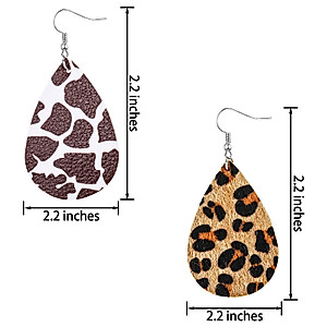 20 Pieces Petal Leather Earrings Leopard Print Earrings Teardrop Dangle Earrings