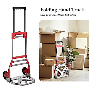 Nightcore Folding Hand Truck Dolly Cart, Portable Hand Cart with Telescoping Handle and TPR Wheels, Heavy Duty Hand Dolly with Bungee Cord for House Moving and Office Use