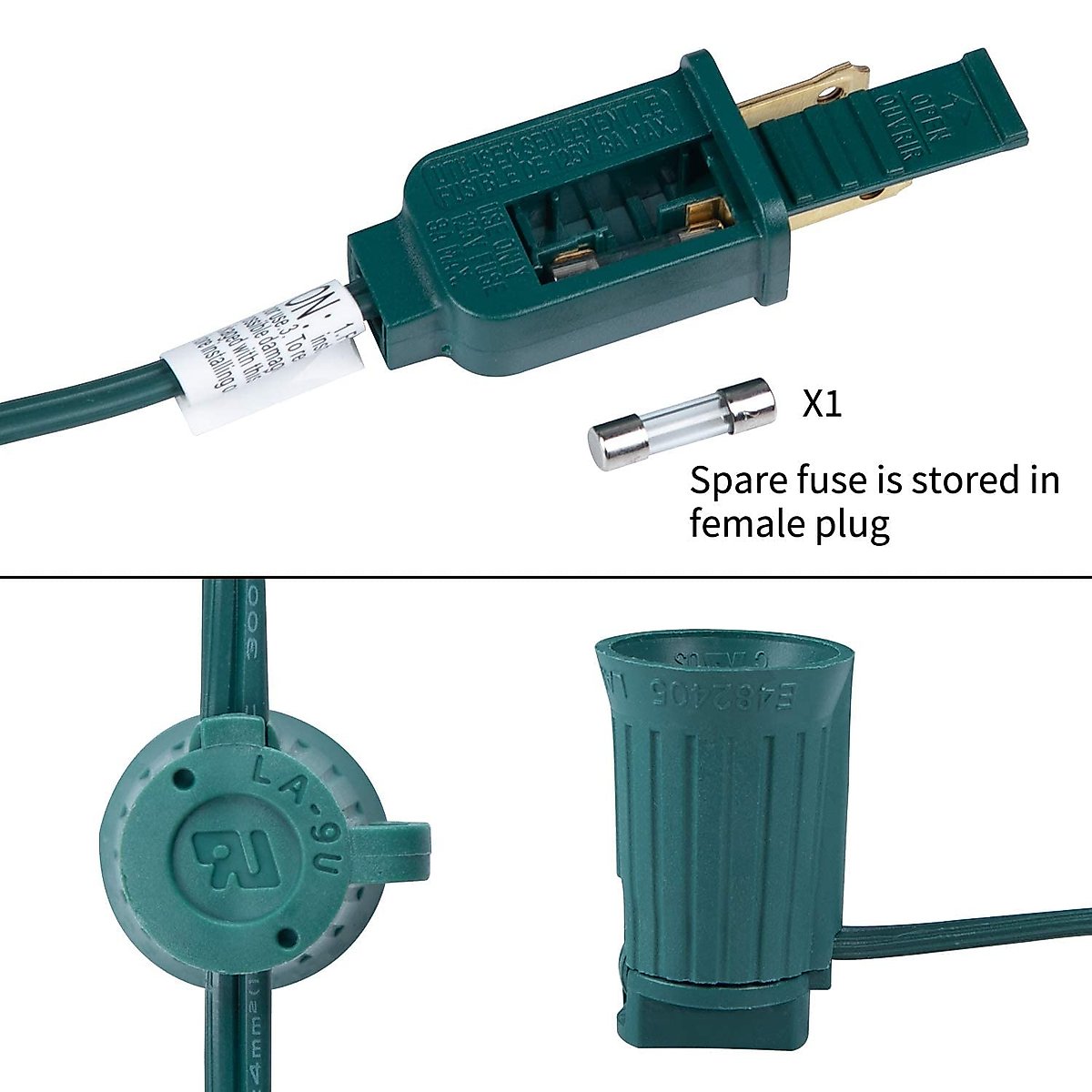 C9 Light Strand Set 200 FT for E17 Socket -12" Spacing, Outdoor String Light Christmas Stringer with 100 Sockets 2Pack (Total 200 FT) for Patio-Green Wire