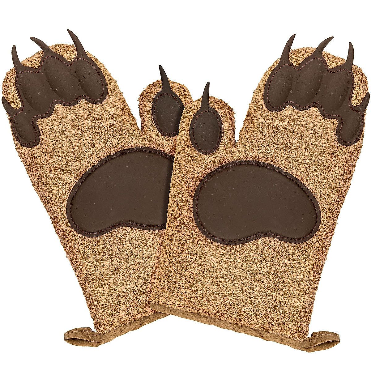 Fairly Odd Novelties FON-10278 Bear Oven Mitts Set Funny and Cute Kitchen Mittens/Potholders for Baking Christmas or Everyday Cooking Gloves, One Size Brown