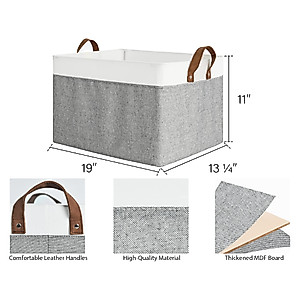 StorageWorks 45L Extra Large Fabric Storage Bins and Storage Box with PU Handles