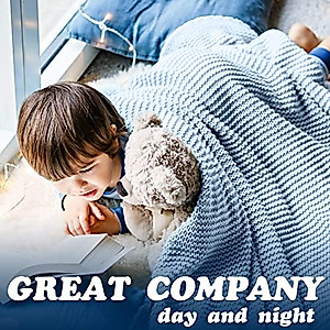 jinchan Cable Knit Throw Blanket Light Blue Sweater 100% Cotton Blanket for Couch Sofa Bed Woven Blanket Spring Throw Blanket Baby Nursery Women Gifts All Season 45x70 Inch