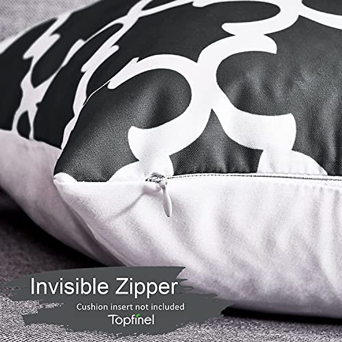 Top Finel 100% Durable Canvas Square Decorative Throw Pillows Cushion Covers Pillowcases for Sofa,Set of 6,18×18 Inch-Black