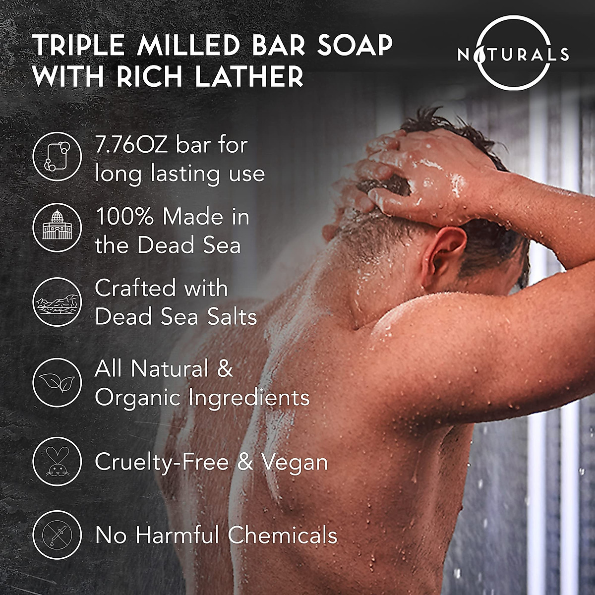 O Naturals Bar Soap for Men - 3-Pcs Mens Soap Bar - Natural Soap - Mens Soap - Body Men Soap Bars - Natural Soap for Men - Organic Men's Soap Bars - Exfoliating Bar Soap - African Black,Cedarwood,Mint