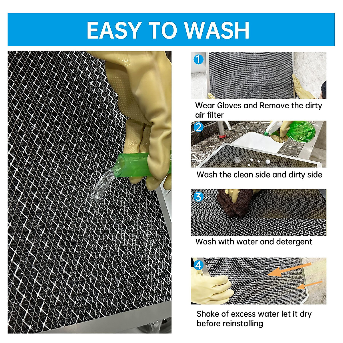 UBeesize 20x25x1 Reusable Electrostatic Air Filter HVAC AC Furnace Filter,MERV 8,Washable, Lasts a Lifetime,Permanent Air Filter,Breathe Fresher,Home And Office(Actual Size:19.75x24.65x0.86 Inch)