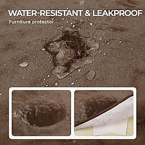 Luciphia Waterproof Blanket for Large Dogs Liquid Proof Furniture Protector Washable Pet Reversible Bed Cover for Couch Soft Sherpa Fleece Cat Blanket Coffee+White X-Large（85" x 57"）