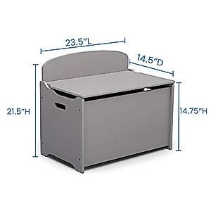 Delta Children MySize Chair Desk with Storage Bin + MySize Deluxe Toy Box, Grey (Bundle)