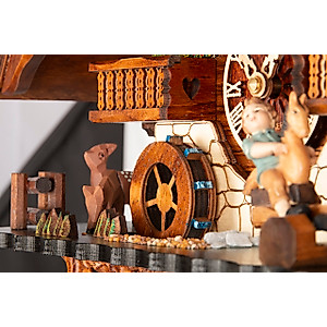 Cuckoo-Palace Large German Cuckoo Clock - The Seesaw Mill Chalet with Quartz Movement with Moving Seesaw - Black Forest Clock