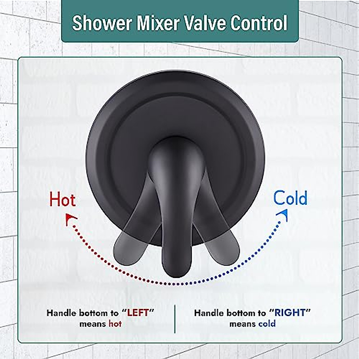 KEWEAI Bathroom Rainfall 8 Inch Shower System Angle Adjustable Circular Rain Shower Head Wall Mount with Curved Extension Arm with Pressure Balance Valve Single Function Matte Black