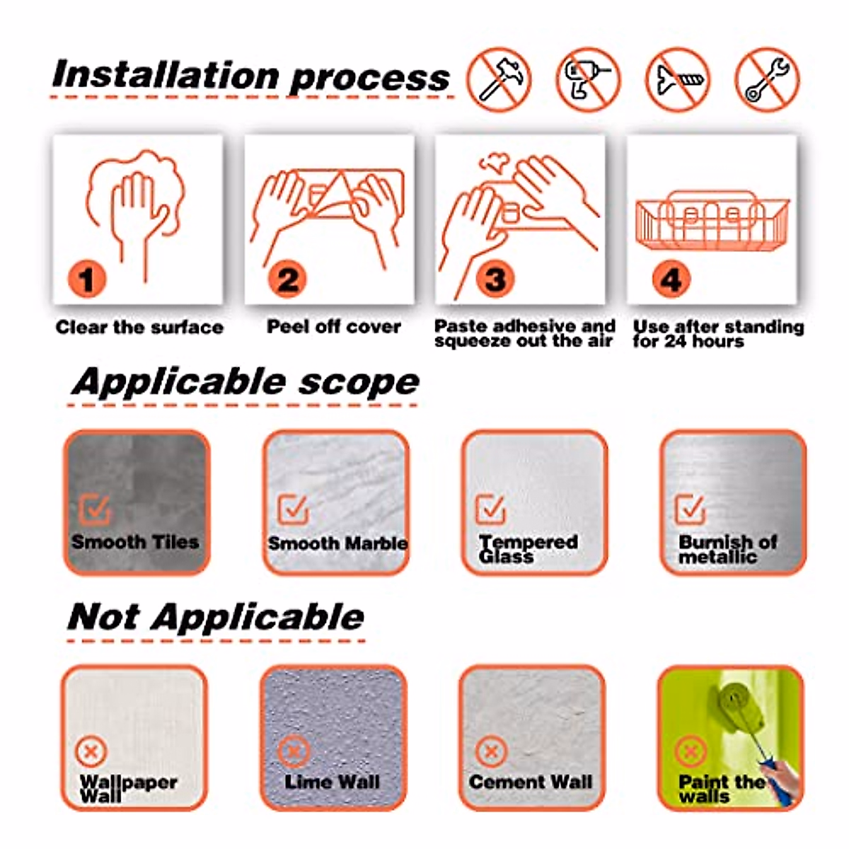 PoPThinG Shower Caddy, Bathroom Storage Shelf, Shampoo Organizer Basket with 3 Hooks and 2 Paste Adhesive. Large Capacity, Not Easy to Fall. Rust Proof Metal Shower Rack, Kitchen Storage. ( Black )