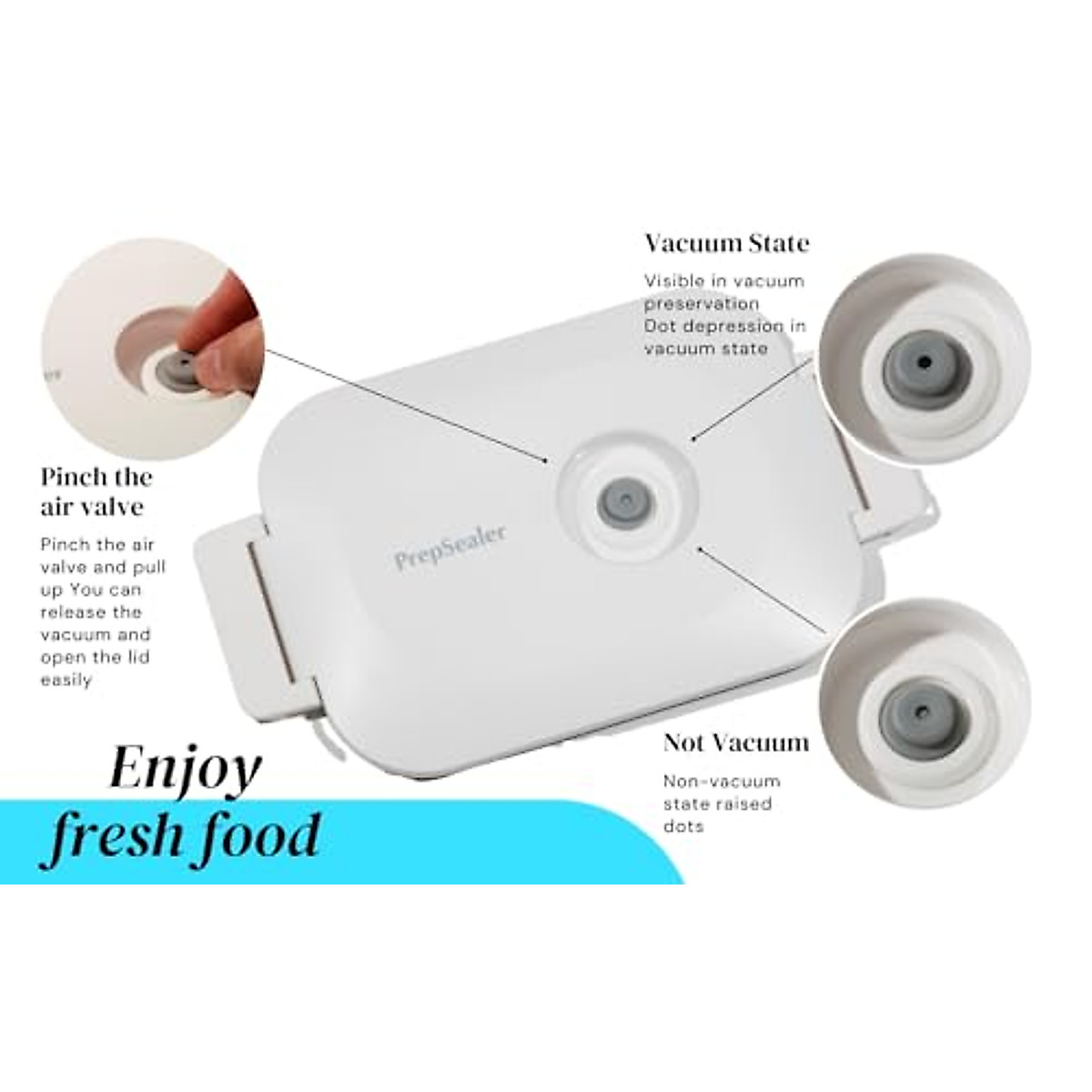 PrepSealer Everyday keep food fresh, Meal Prep, Marinade, Borosilicate Glass Vauum Container - 1Pack