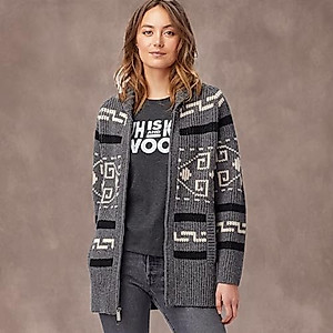 Pendleton Women's Long Westerley Cardigan, Grey/Black, XL