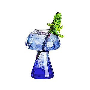 Creative Mushroom Shaped Cocktail Glass,Unique Fungus Drinking Glasses,Cute Juice Glass Cups, 9 OZ High-End Crystal Glass For Drinking Wine Martinis Manhattans Vodka Gin And Cocktails（2Pcs)