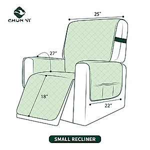 CHUN YI Recliner Chair Cover Reversible Small Recliner Slipcover for Dogs Seat Width to 25 Inch Washable Recliner Chair Protector with Elastic Adjustable Strap for Kids and Pets (Small, Navy)