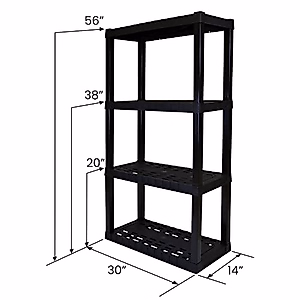 Oskar 4-Tier Storage Shelf, Heavy Duty Shelving Unit, 400 lbs(14 x 30 x 57 inches), Multipurpose Organizer for Garage, Basement, Laundry Room, Utility Shed, Workshop, Made in North America, Black