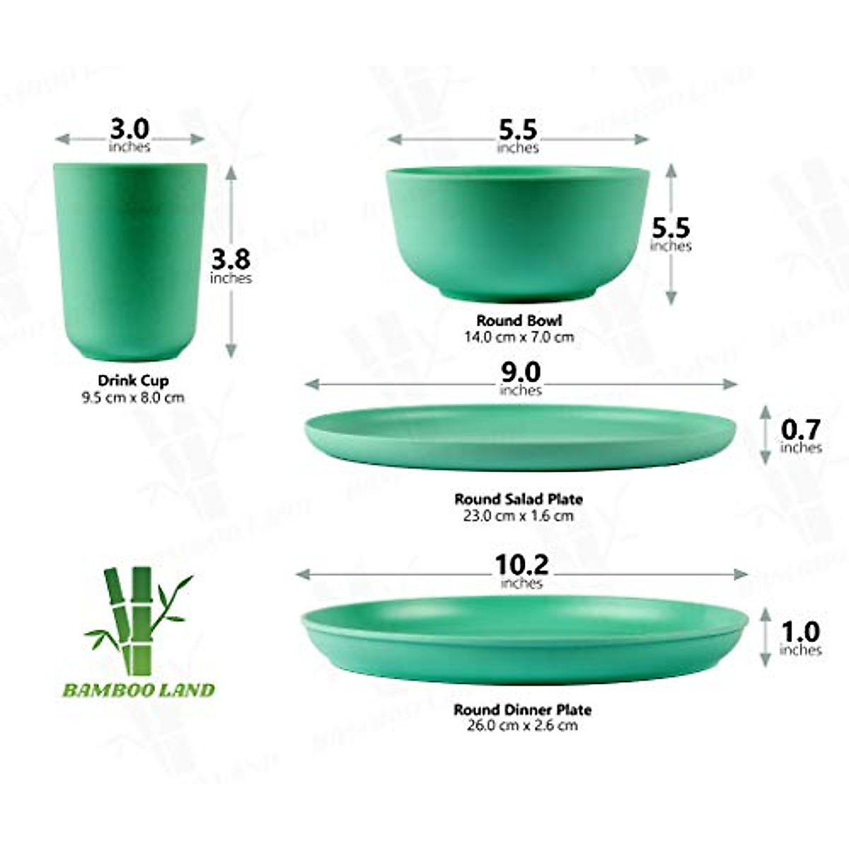 Bamboo Land- Bamboo Fiber Dinnerware Set, Set for 2 Person (8 Pcs), Khaki, Dishwasher Safe Kitchen Plates and Bowls Sets Dish Set, Kitchen Dishes Set, Dishware Sets, Dinner Plate Set, Dinnerware Sets