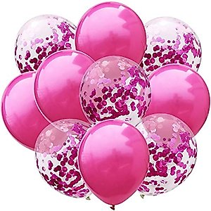 zorpia 50pcs Rose Red Confetti Balloons, Fuchsia Latex Helium Balloons,for Wedding Bride Baby Shower Birthday Festival Event Communion Decorations