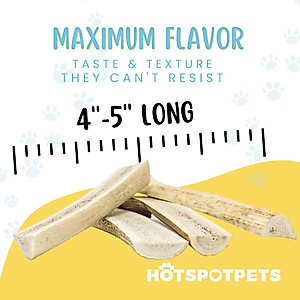 hotspot pets Split Elk Antlers for Dogs - 4-5 Inch Long Dog Chews,(3 Pack) Naturally Shed Elk Antler Bone for Medium Breed Aggressive Chewers - Made in USA - No Chemicals or Preservatives