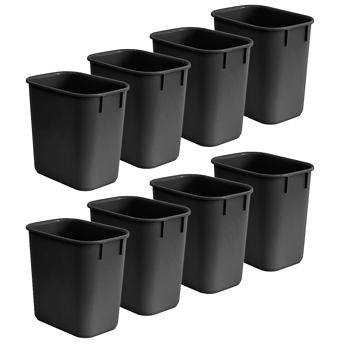 Acrimet Wastebasket, Deskside Bin, 3.25 Gallon/13 Quart/12 Liter (Plastic) (Black Color) (Set of 8)