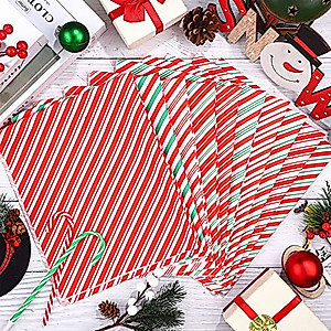 10 Pieces Christmas Fabric Bundles Sewing Quilting Fabric Xmas Red and Green Candy Cane Printing Fabric Squares Craft Fabric for Patchwork Sewing DIY Craft Christmas Party Supplies (20 x 15.75 Inches)