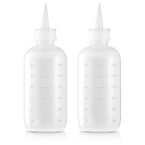 6-Ounce Applicator Bottles for Hair Color, Squeeze Bottle with Measuring Scale, Scalp Oil Perm Treatment, Translucent (Pack of 2)