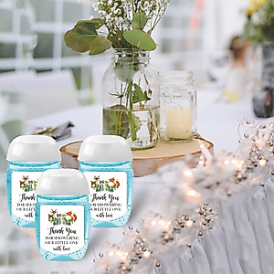 Hand Sanitizer Labels Thank You for Showering Our Little One with Love Stickers, Baby Shower Favor Stickers, Safari Baby Shower Party Favors., Green, 1.26 inch x 1.39 inch